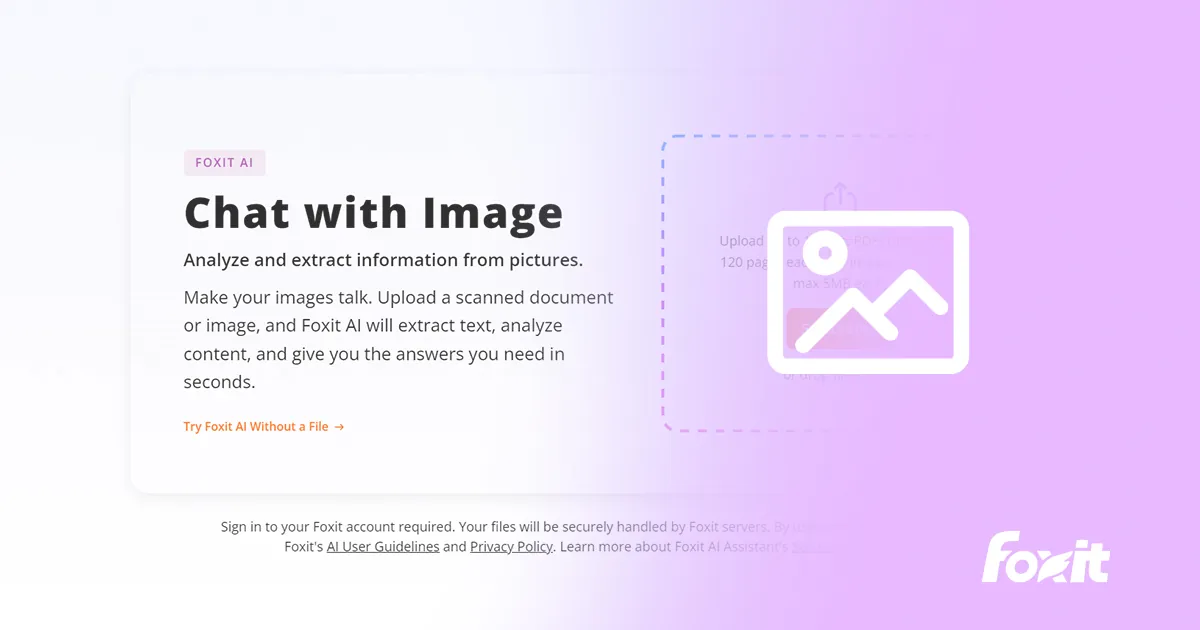 Chat with Image | Foxit AI Image Analyzer | Foxit AI
