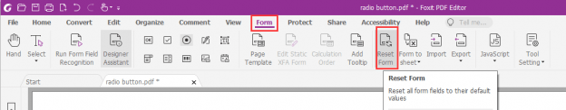 How to change the default state of radio buttons on your PDF form | Foxit