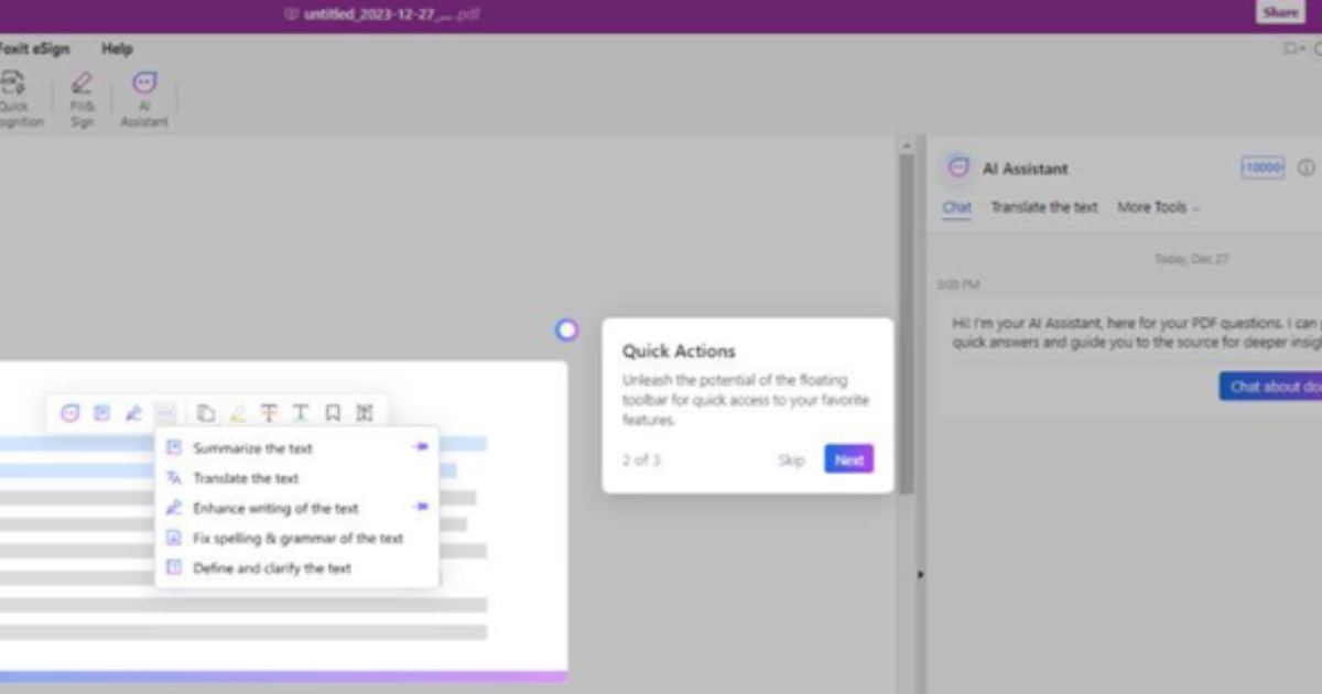 AI Chat: New Update for Foxit PDF Editor